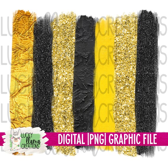 Black Gold Brush Stroke Design Element SUBLIMATION PNG | Etsy