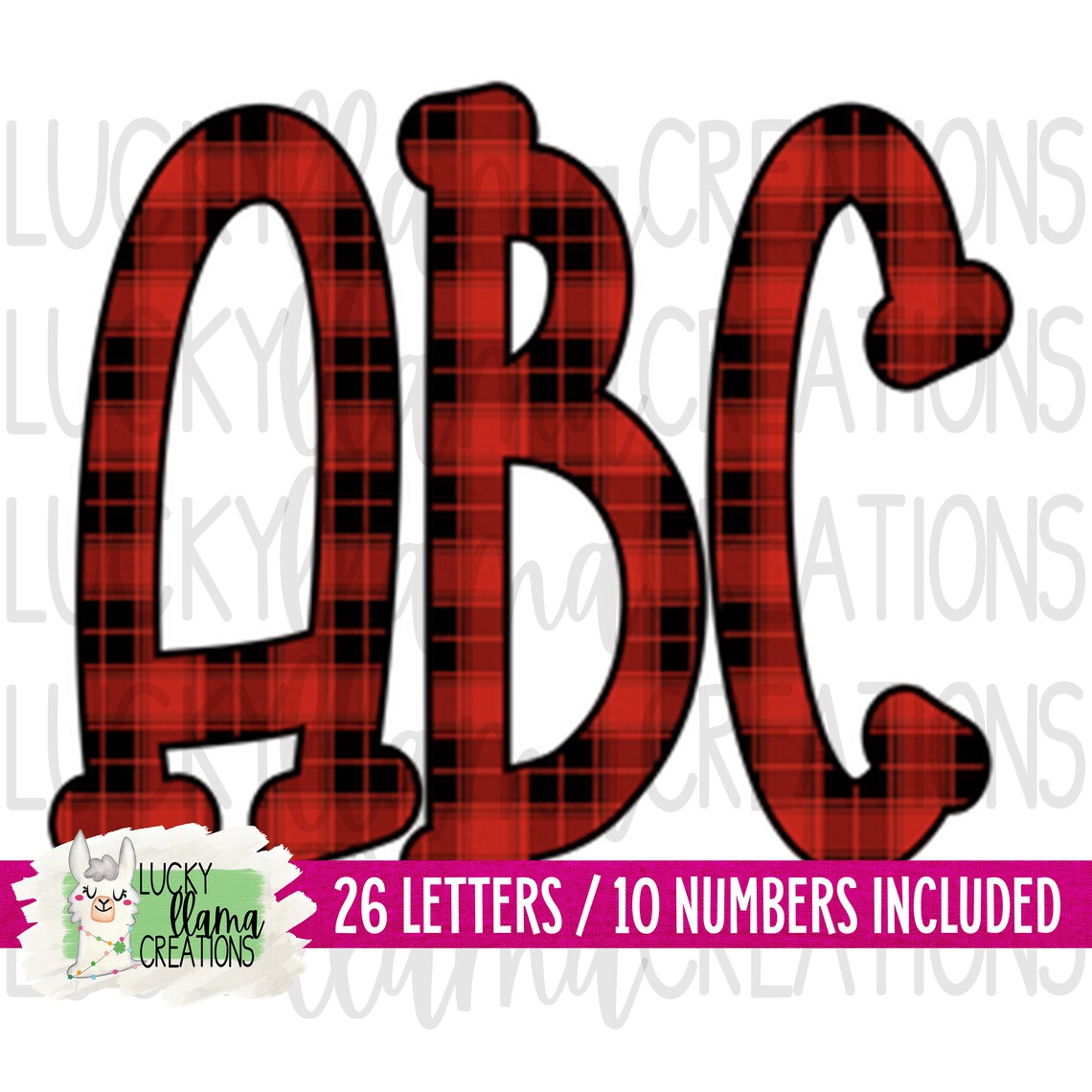 Red and Black Plaid Alphabet Design Element SUBLIMATION - Etsy