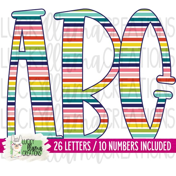Rainbow Stripe Alphabet Design Element SUBLIMATION PNG - Etsy