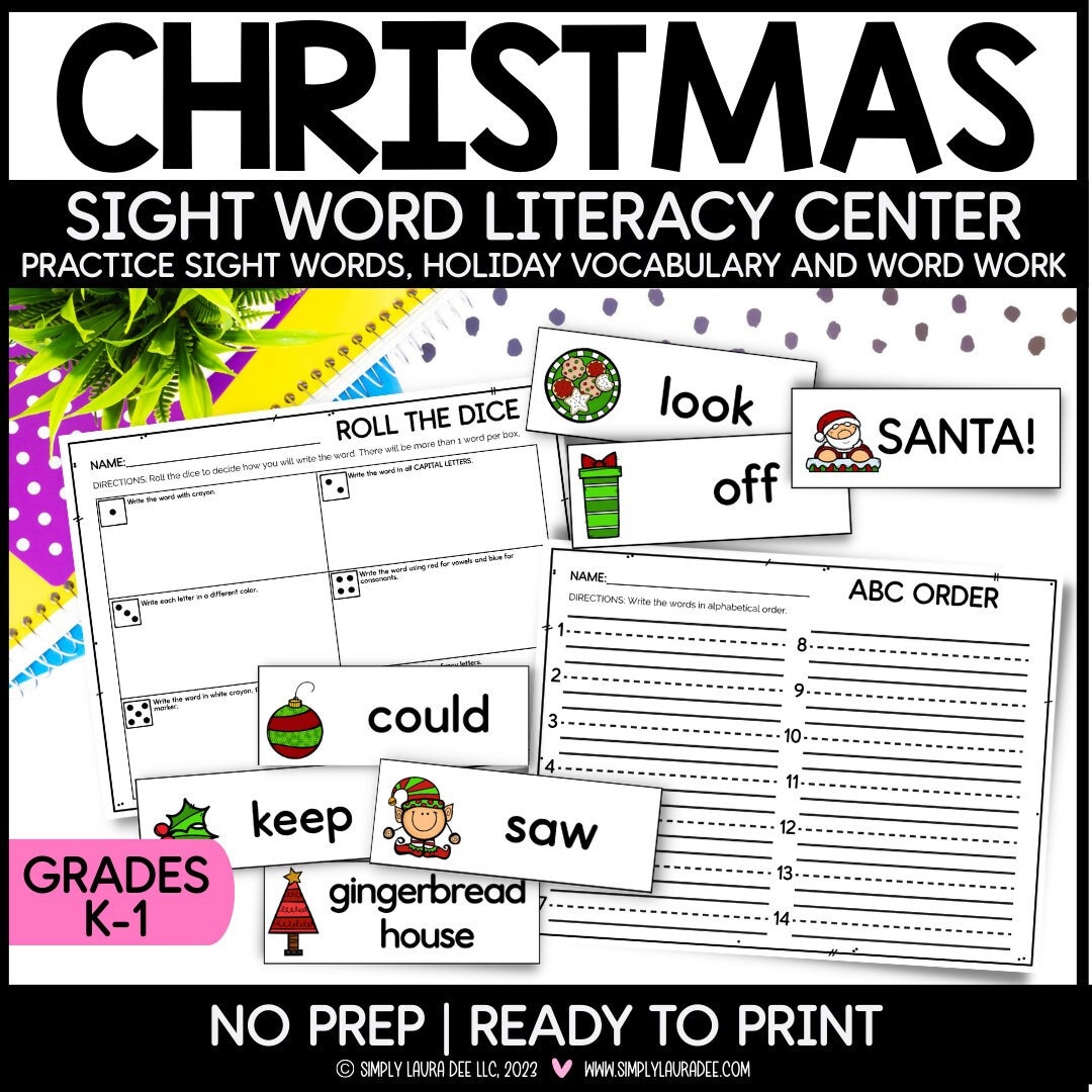 CHRISTMAS Sight Word Literacy Center Word Work - Etsy
