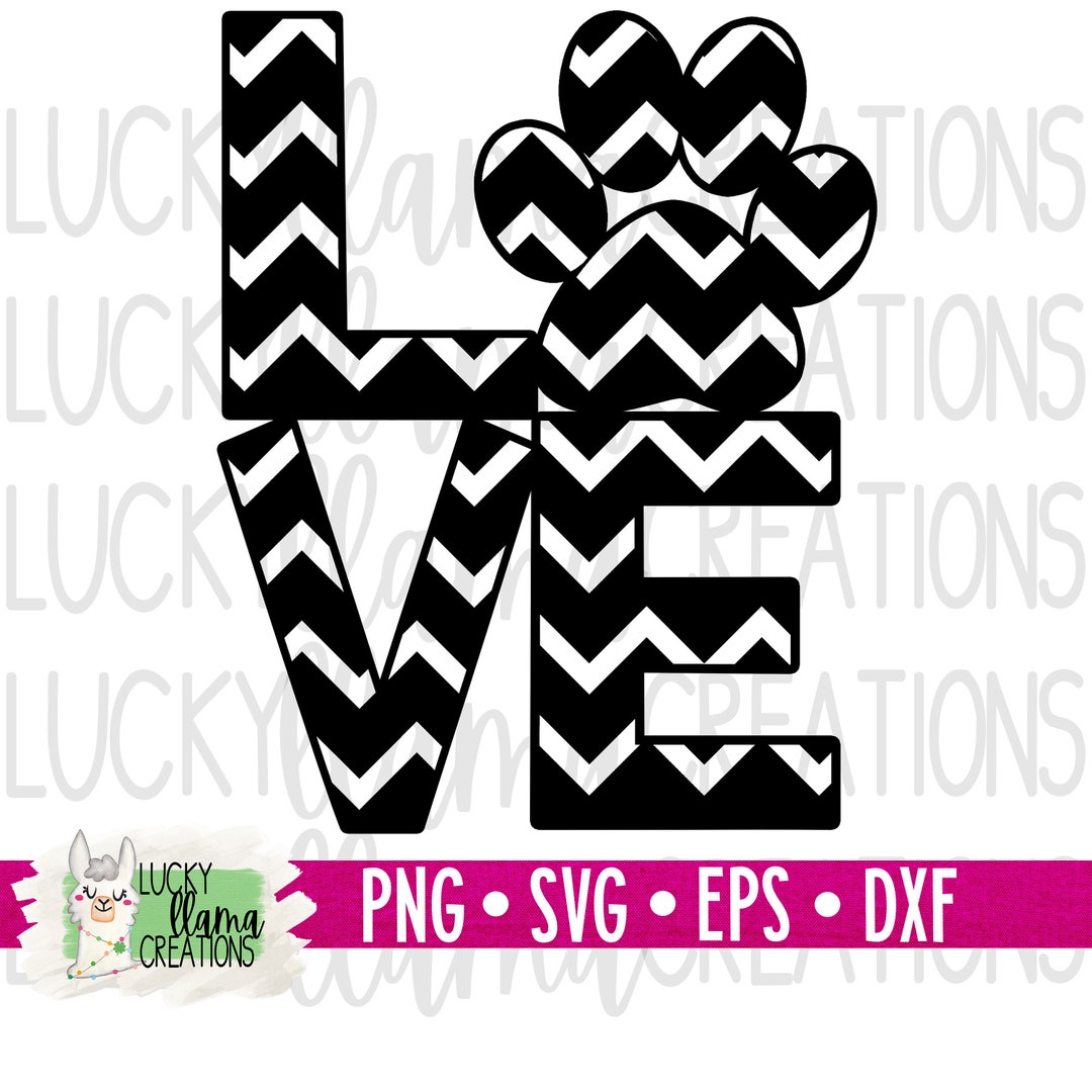 SVG DESIGN FILE: Chevron Love Paw | Mascot | Sports | Cutting File ...