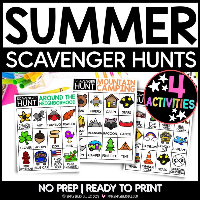 SUMMER Themed Scavenger Hunts | 4 Activities - Etsy