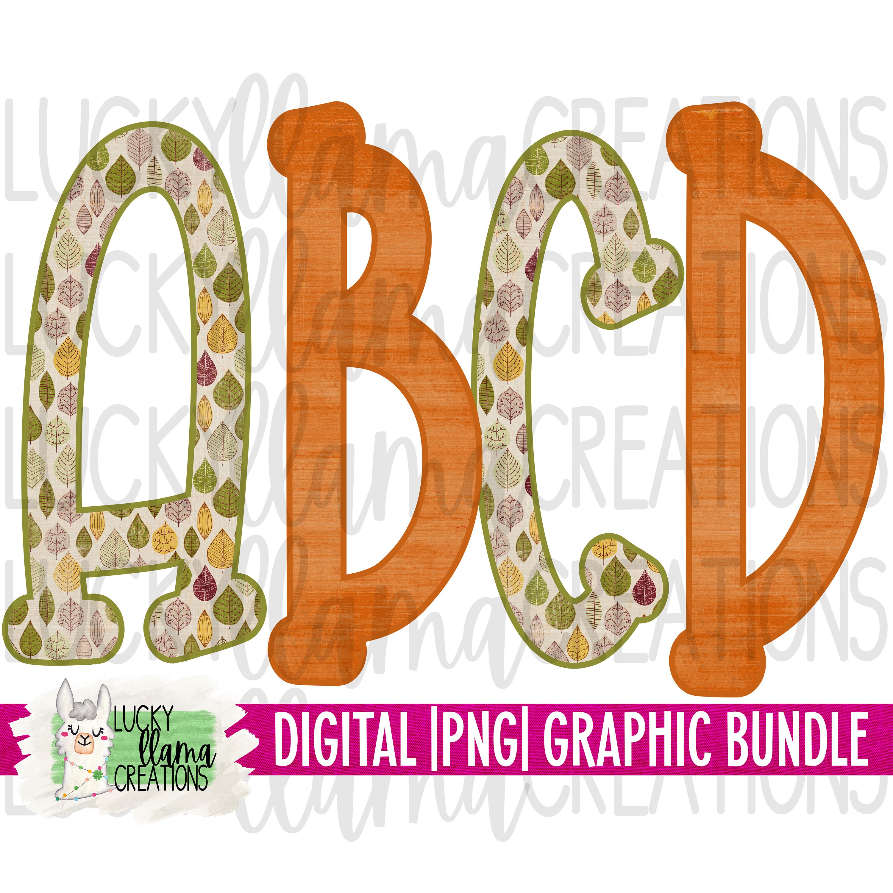 Fall Theme Alphabet Design Element SUBLIMATION PNG - Etsy