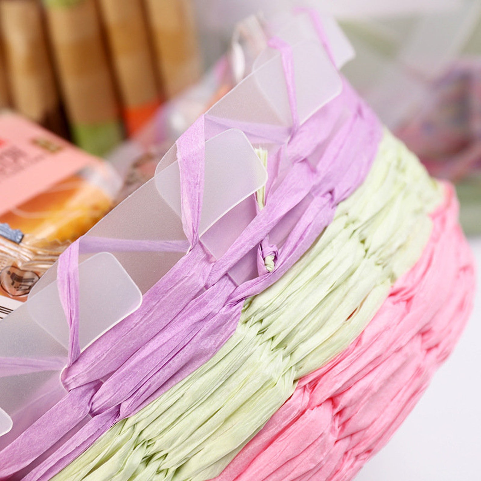 Multi-color Paper Ribbon Wedding Birthday Party Favors Wreath Decor ...