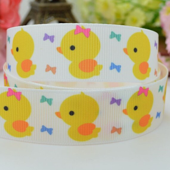 Items similar to Printed Cute Yellow Duck Grosgrain ribbon for decoden ...