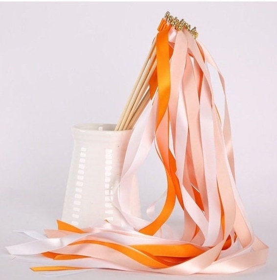Pack 50 Flower Girl Ribbon Steamers Wedding Wands Send off Idea Rustic ...