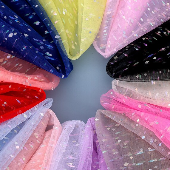 Shiny Mesh Fabric With Glitter Organza Sheer Gauze DIY Baby - Etsy
