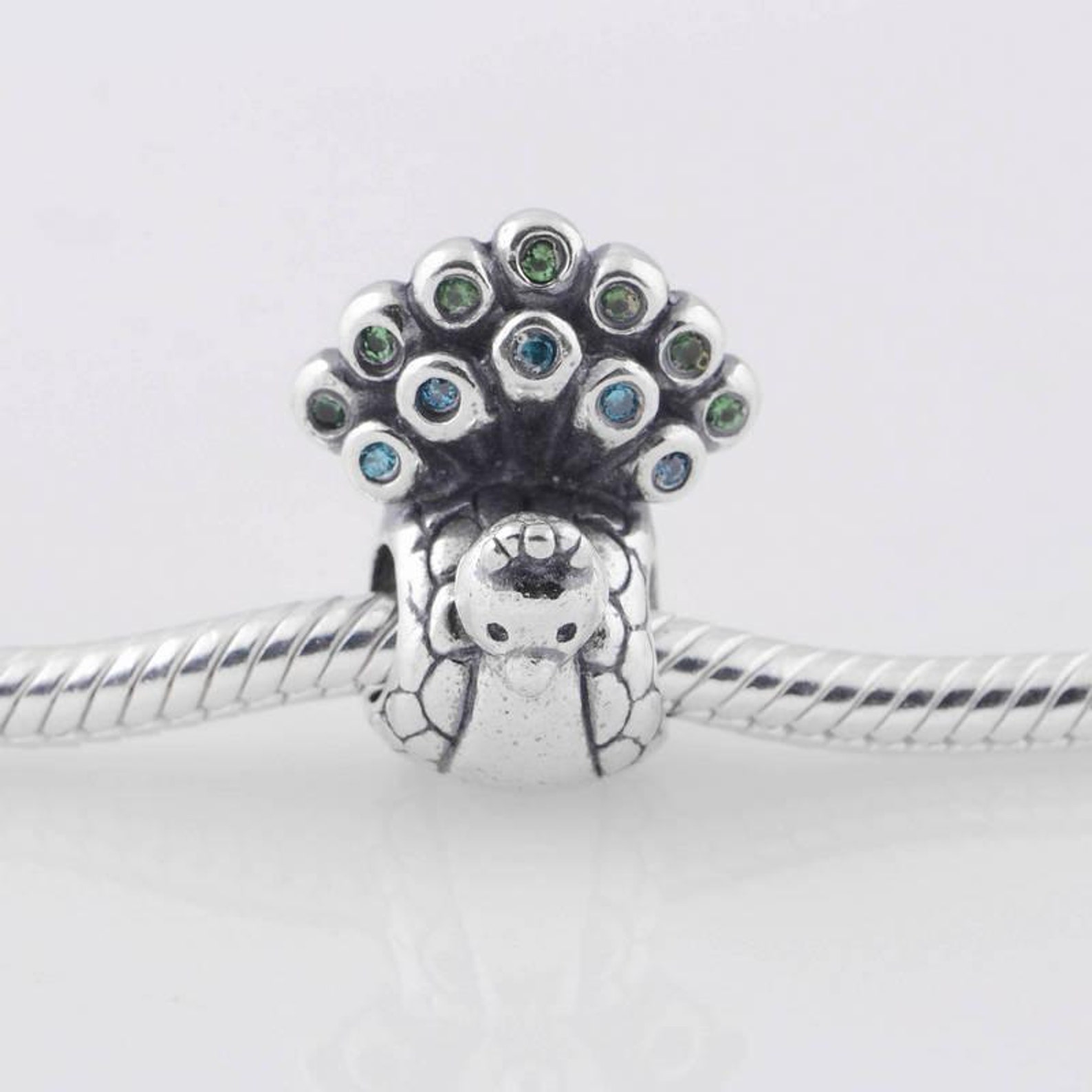NEW Authentic Pandora Sterling Silver Peacock Charm 791227MCZ | Etsy