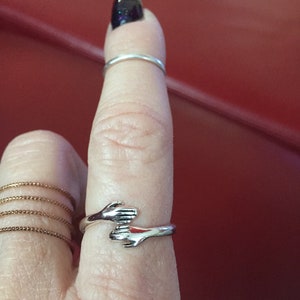 Silver Gold Love Hugging Hand Ring - Etsy