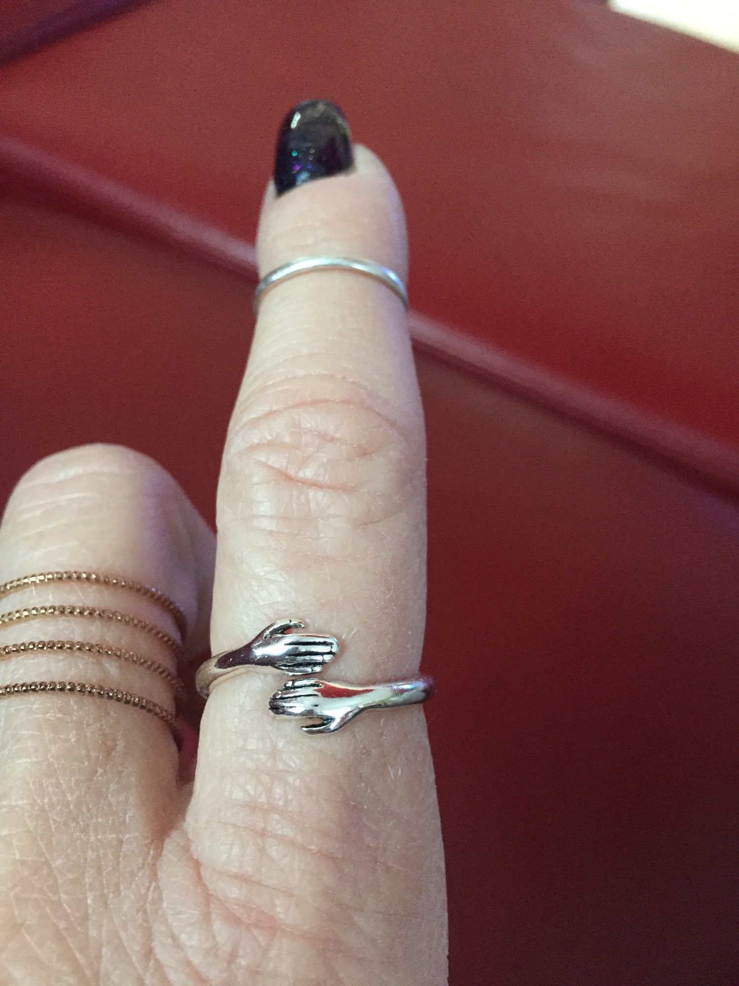 Silver Gold Love Hugging Hand Ring - Etsy