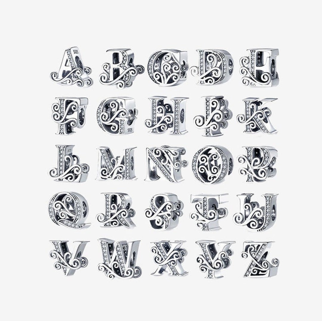 925 Sterling Silver Vintage Letter Alphabet Charm - Etsy