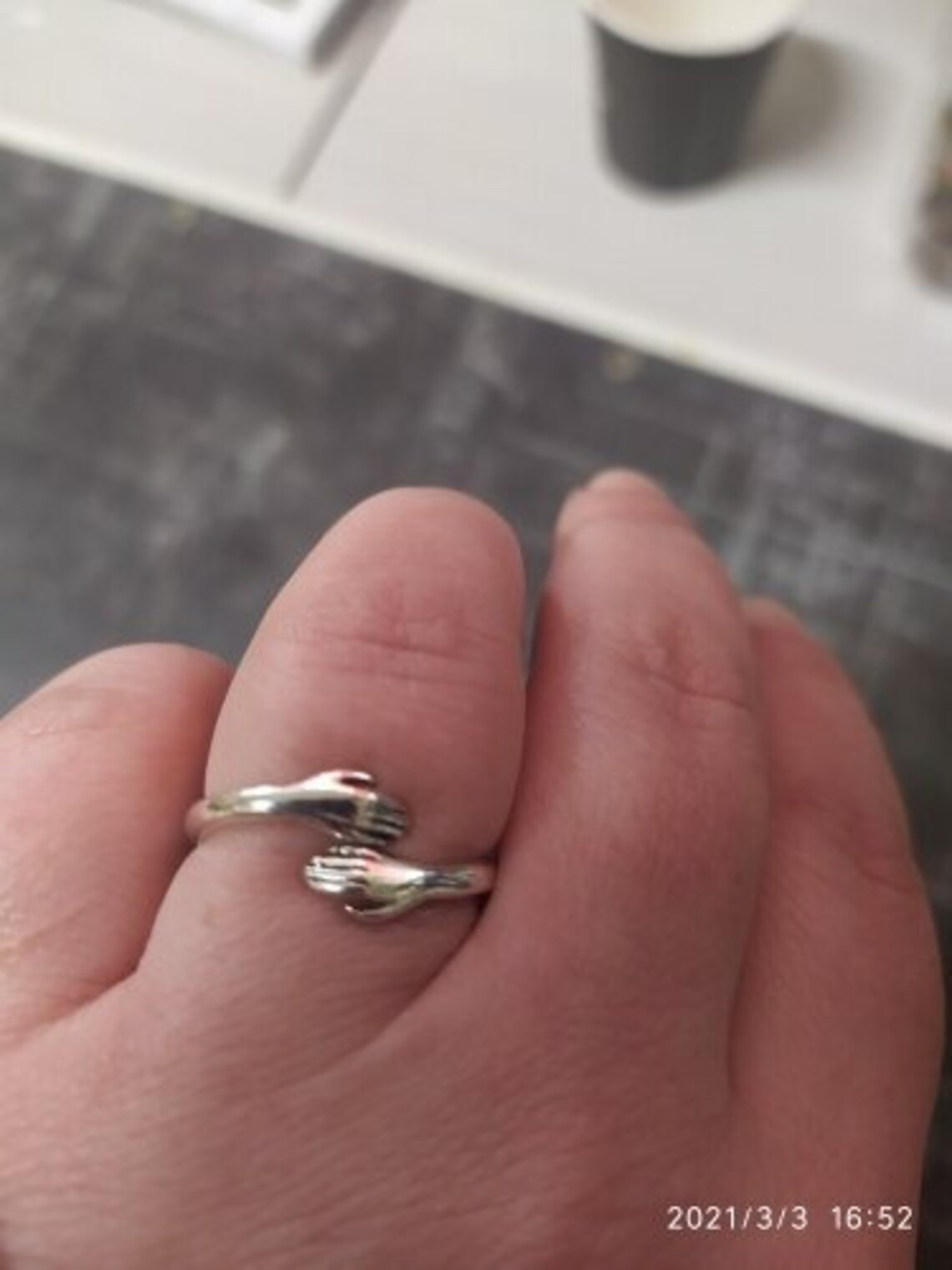 Silver Gold Love Hugging Hand Ring - Etsy