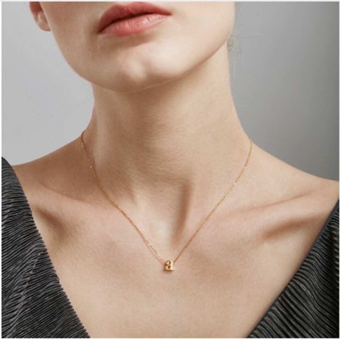 Tiny Gold Initial Letter Necklace - Etsy