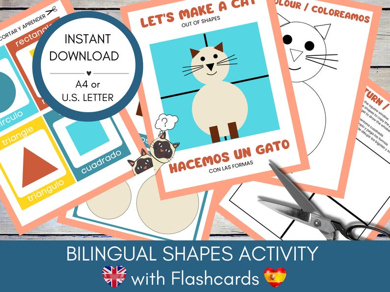 5-minute Crafts for Language Learning, Printable Shapes Flashcards for ...