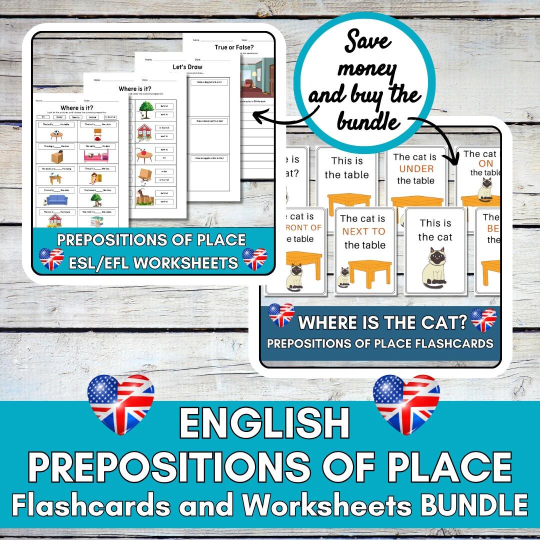English Prepositions of Place Bundle | Printable ESL Worksheets and ...