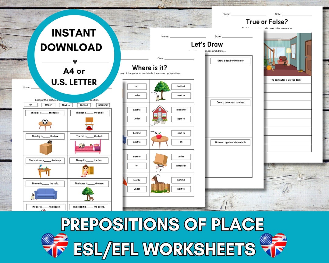 English Prepositions of Place Worksheets – ESL & EFL Printable ...