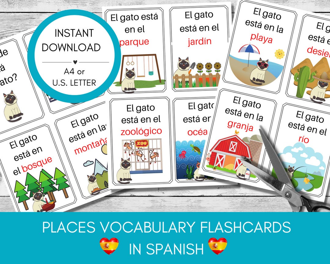 Spanish Printable Flashcards for Kids, Work From Home, Spanish Teacher ...