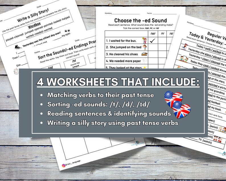 Regular Past Tense Verbs -ed Ending Worksheets | PDF ESL Grammar ...