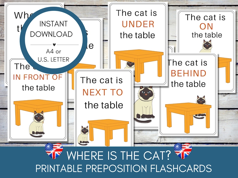 Printable Flashcards for Language Learning, ESL Preposition Flashcards ...