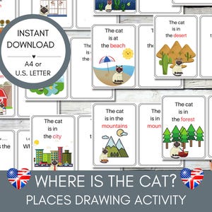 Places Printable Flashcards for Preschool and ESL, Kids Drawing ...