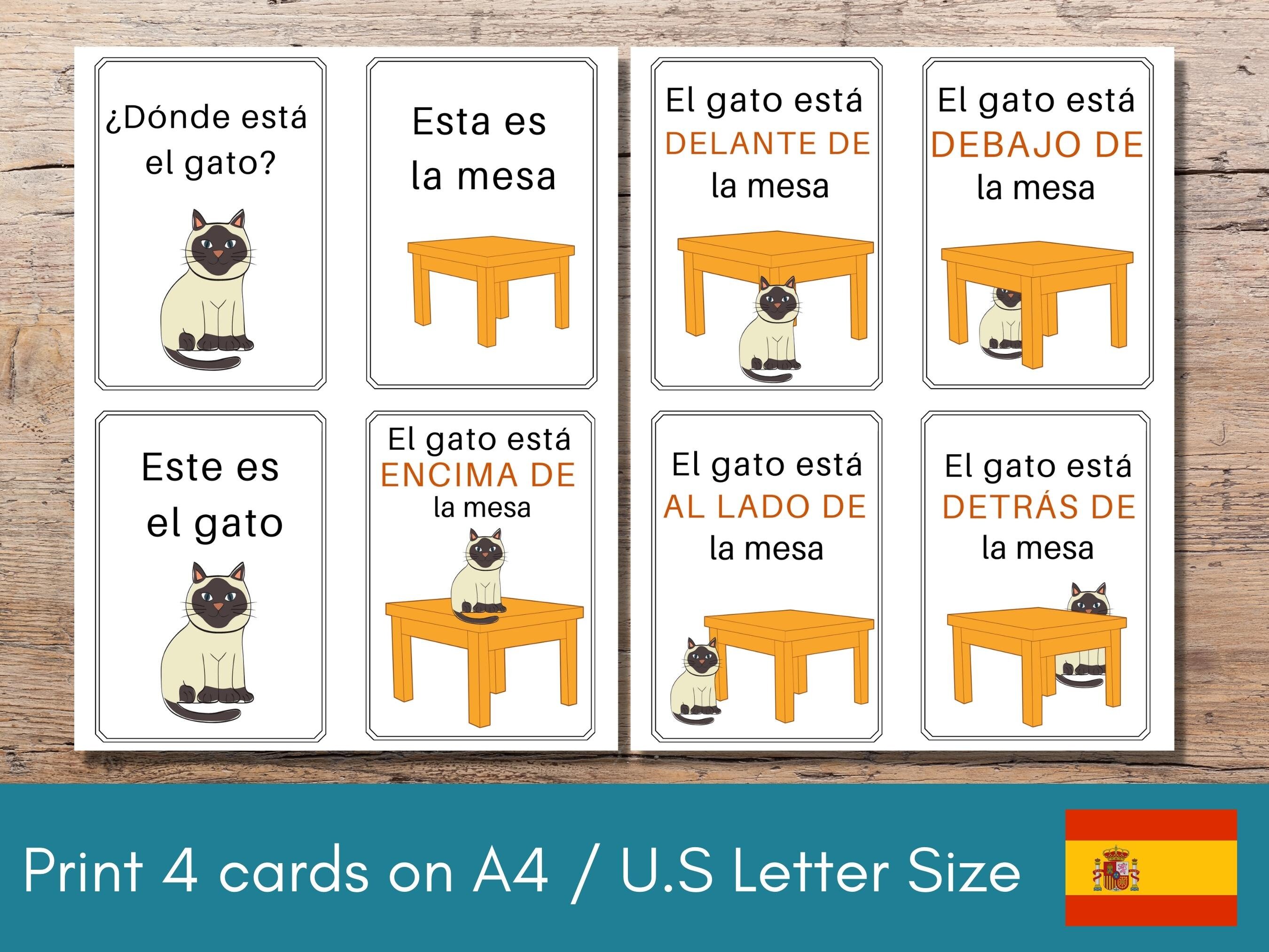 Spanish to English Kids Flashcards, Home Schooling, ESL Teaching Aids ...