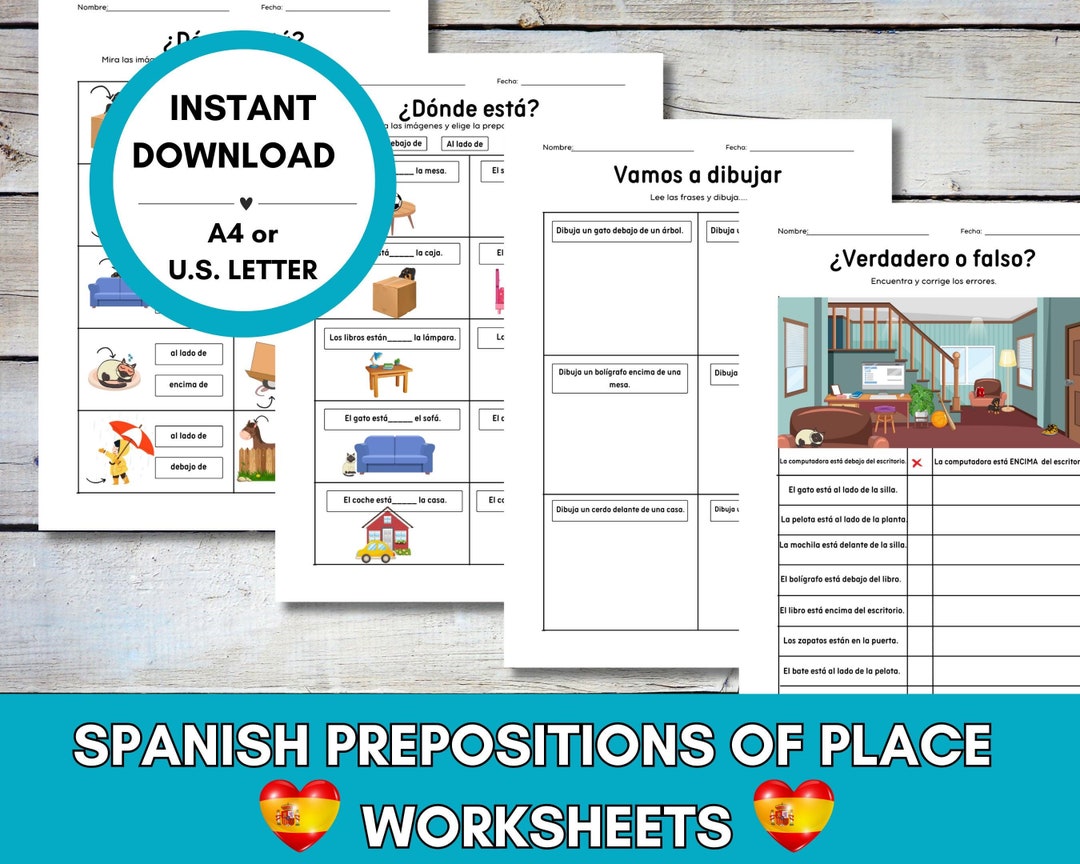 Spanish Prepositions of Place Worksheets – ELE & SSL Printable ...