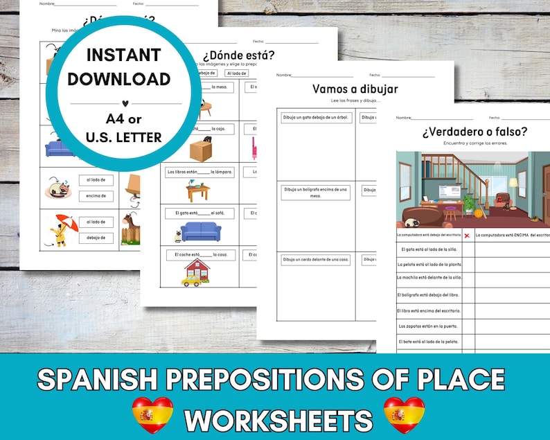 Spanish Prepositions of Place Worksheets – ELE & SSL Printable ...