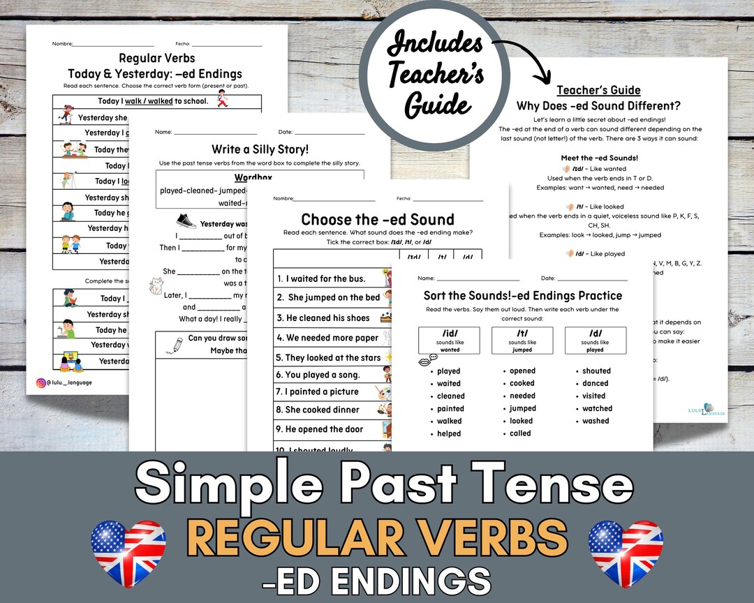 Regular Past Tense Verbs -ed Ending Worksheets | PDF ESL Grammar ...