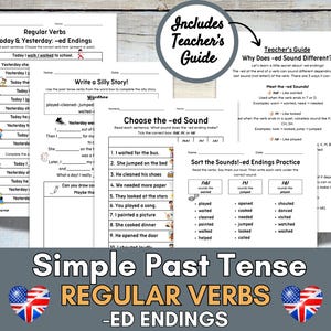 Regular Past Tense Verbs -ed Ending Worksheets | PDF ESL Grammar ...