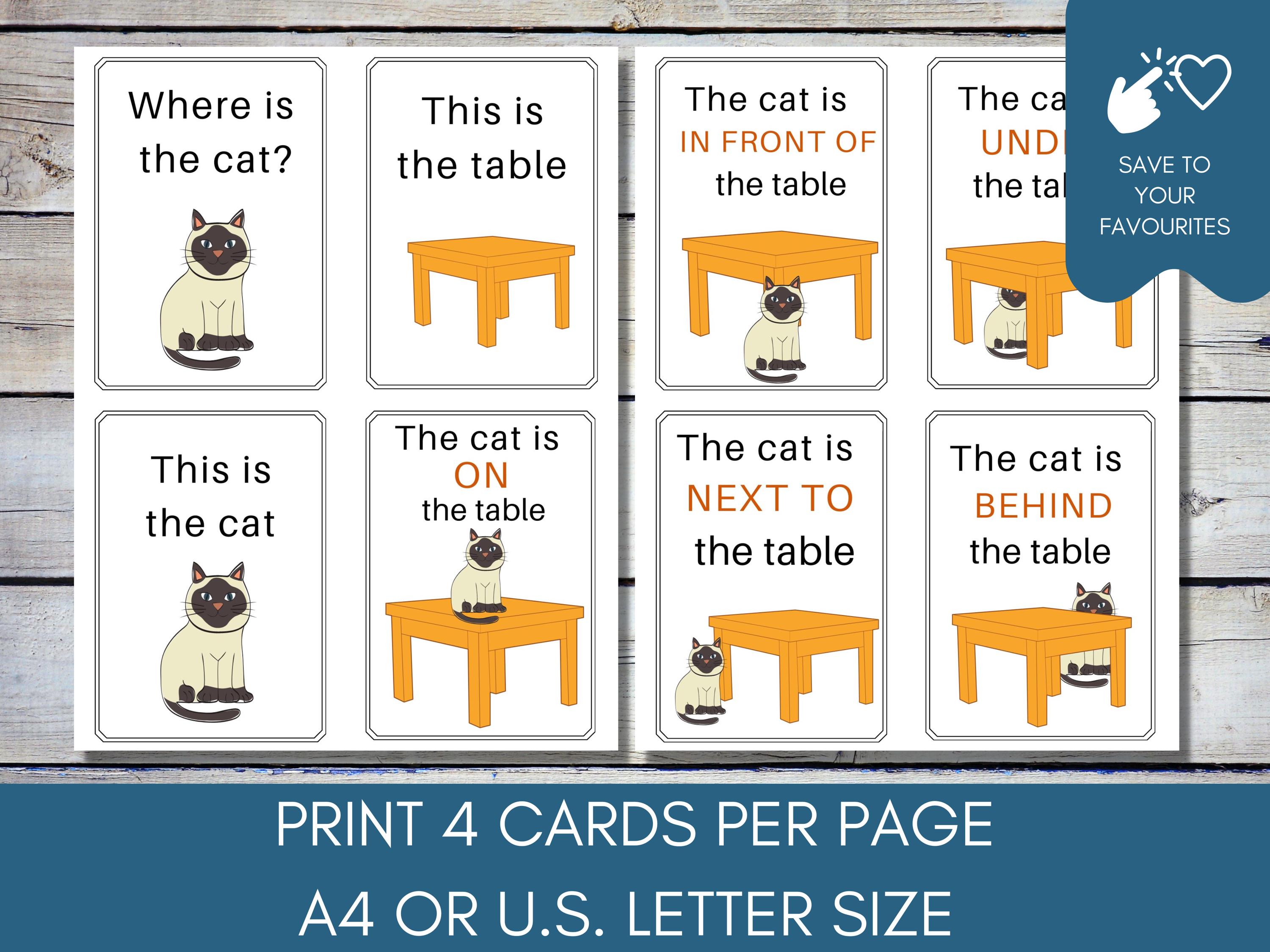 Printable Flashcards for Language Learning, ESL Preposition Flashcards ...