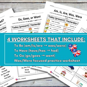 ESL Grammar Worksheets for Kids – Irregular Verbs to Be, to Have, to Go ...