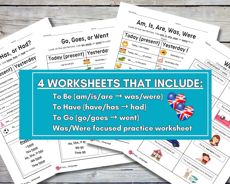 ESL Grammar Worksheets for Kids – Irregular Verbs to Be, to Have, to Go ...
