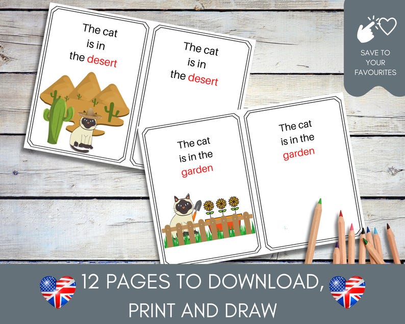Places Printable Flashcards for Preschool and ESL, Kids Drawing ...