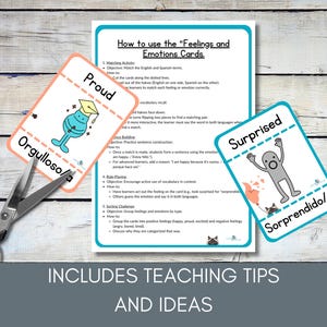 Feelings and Emotions Flashcards for Kids, English and Spanish ...