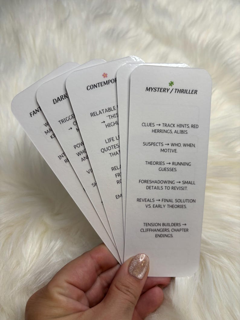 Genre-themed Annotation Bookmarks | Reading Guide, Tabbing Tracker ...