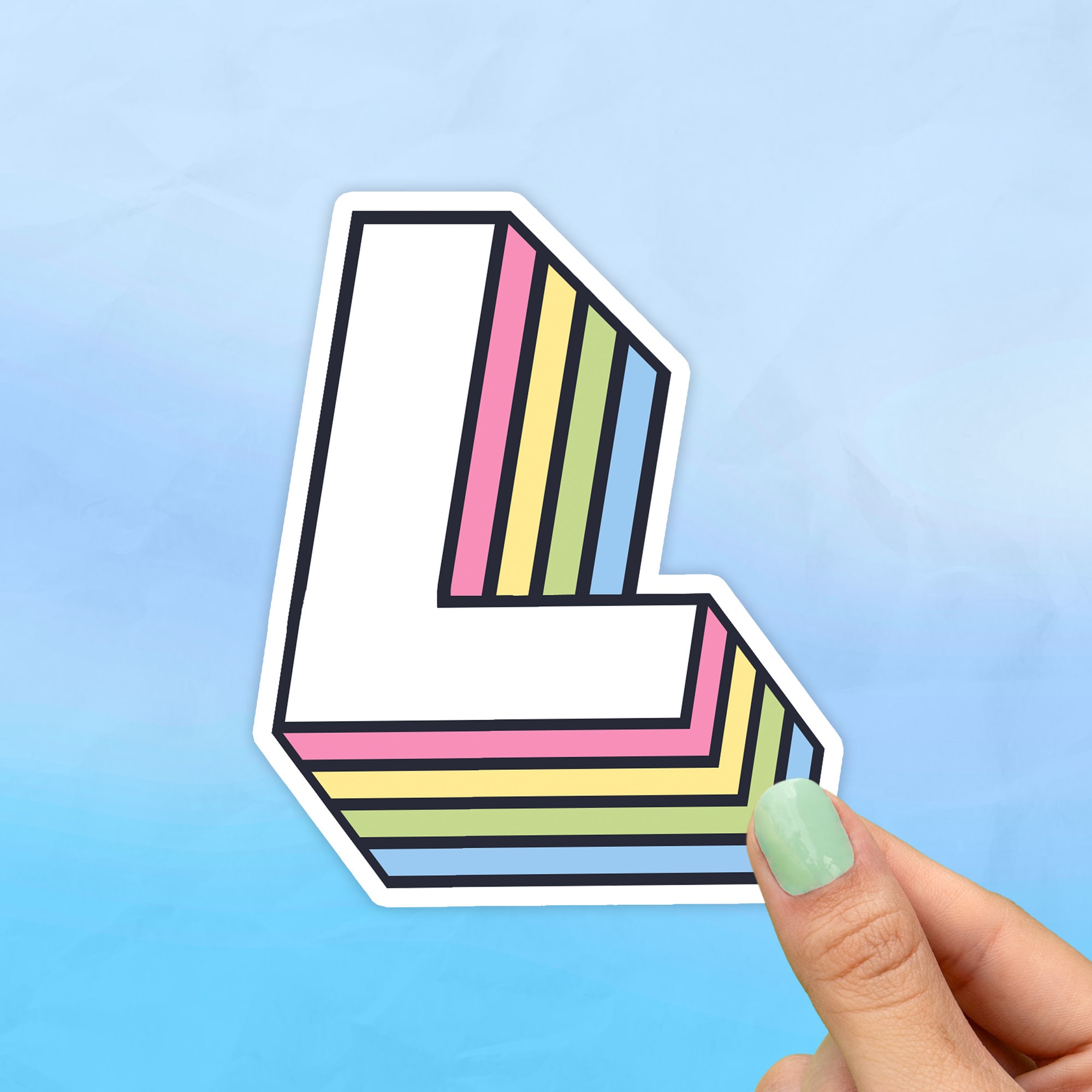Letter l Retro Font Sticker Personalized | Etsy