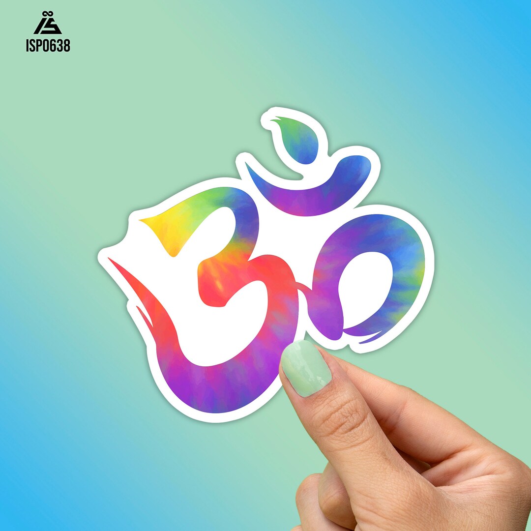 Yoga Ohm Om Colorful Script Symbol Sticker, Best Friend Gift, Yoga ...