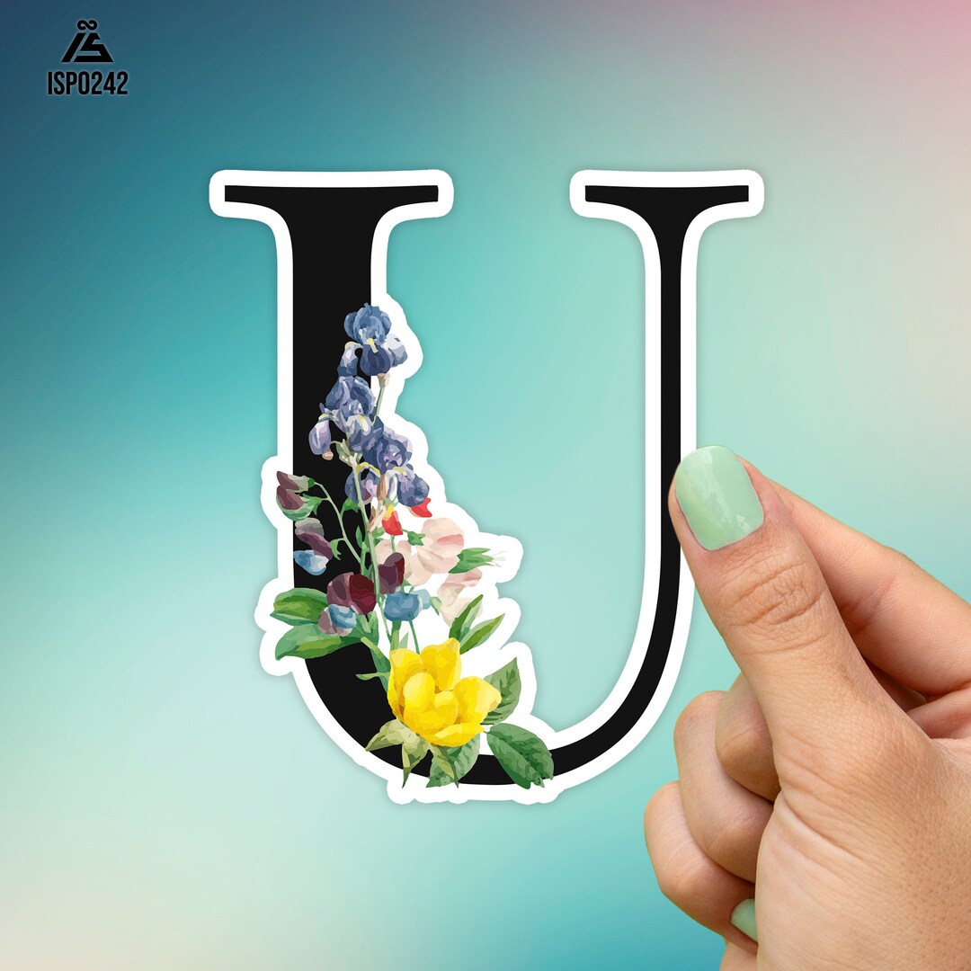 Letter u Floral Watercolor Sticker, Best Friend Gift, Cute Stickers ...