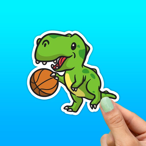 Cute T-rex With Basketball Sticker Best Friend Gift Cute - Etsy