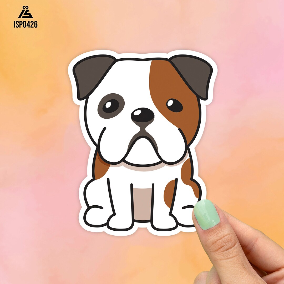Cute Bulldog Cartoon Sticker, Best Friend Gift, Dog Stickers, Cute ...