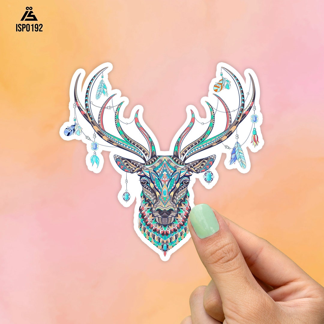 Geometric Deer Head Sticker Best Friend Gift Boho Stickers - Etsy