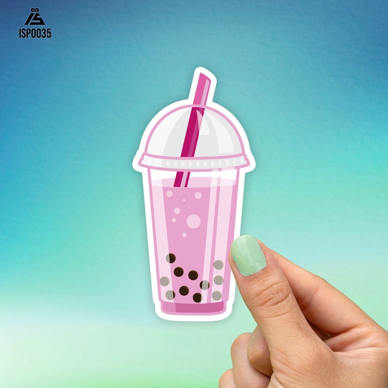 Pink Bubble Tea Sticker Best Friend Gift Food Stickers Cute - Etsy