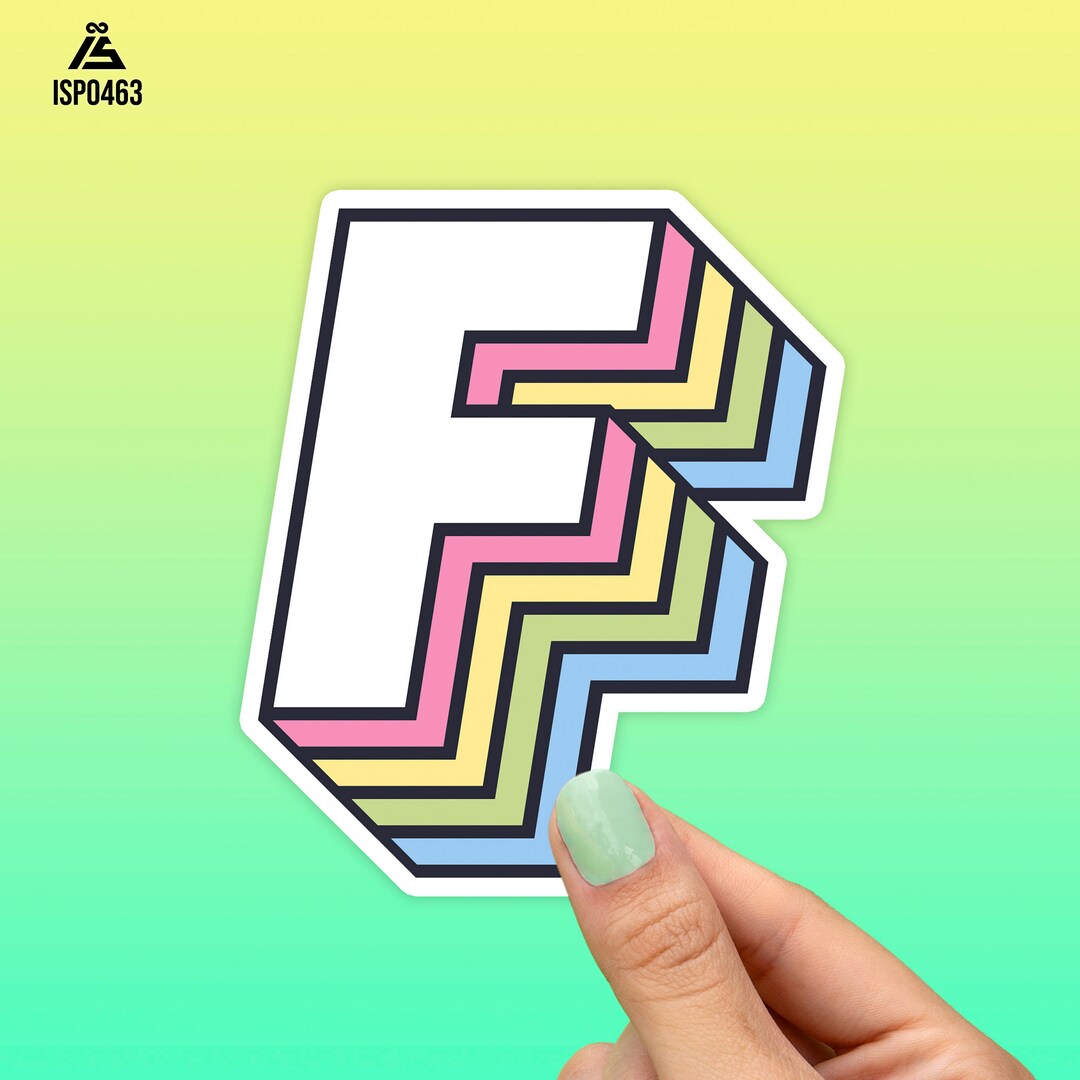 Letter f Retro Font Sticker, Personalized Initials, Best Friend Gift ...