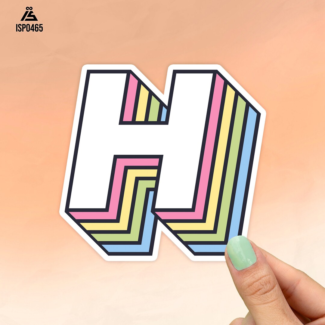 Letter h Retro Font Sticker Personalized - Etsy