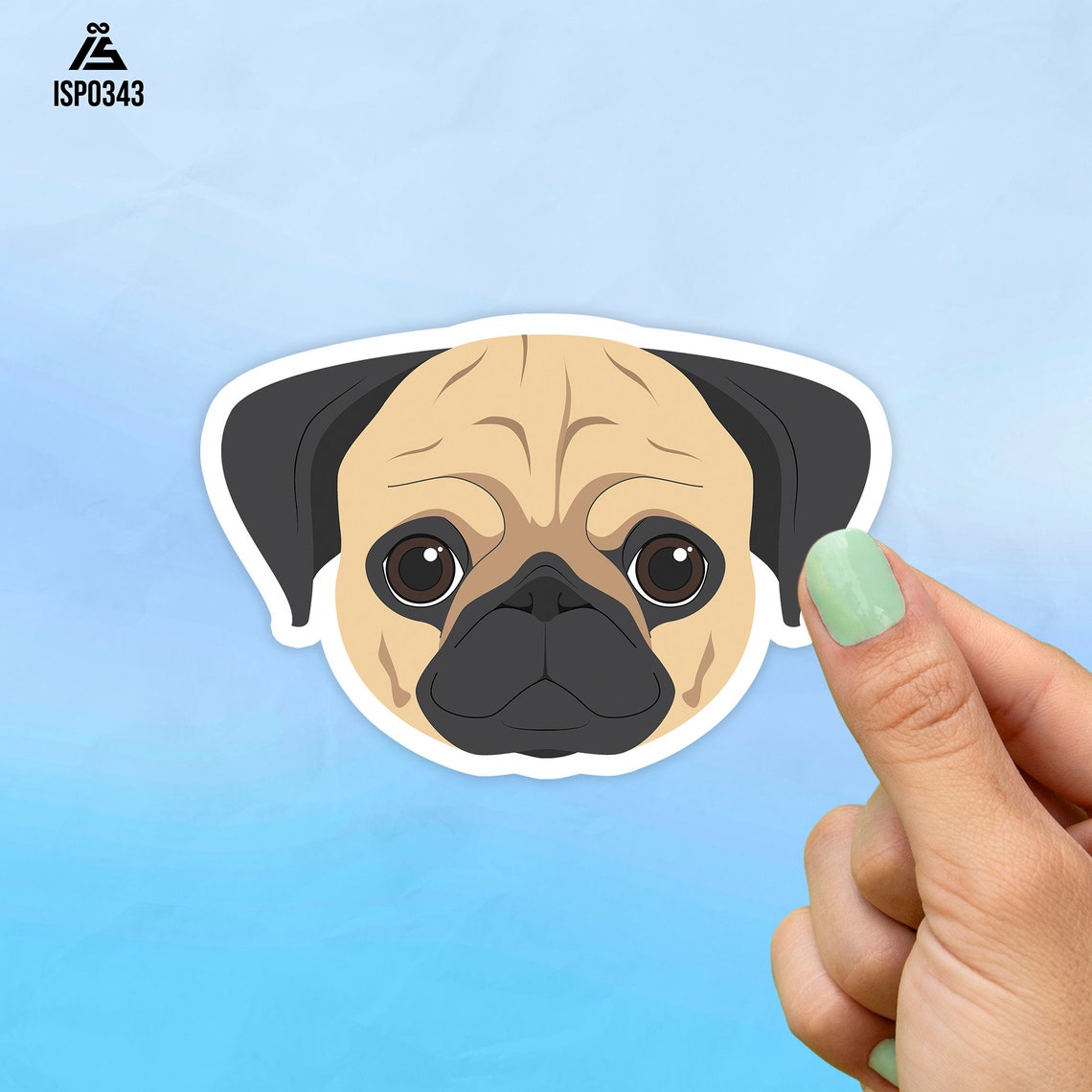 Pug Dog Head Sticker Best Friend Gift Dog Stickers Cute - Etsy