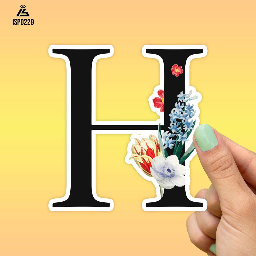Letter h Floral Watercolor Sticker Best Friend - Etsy
