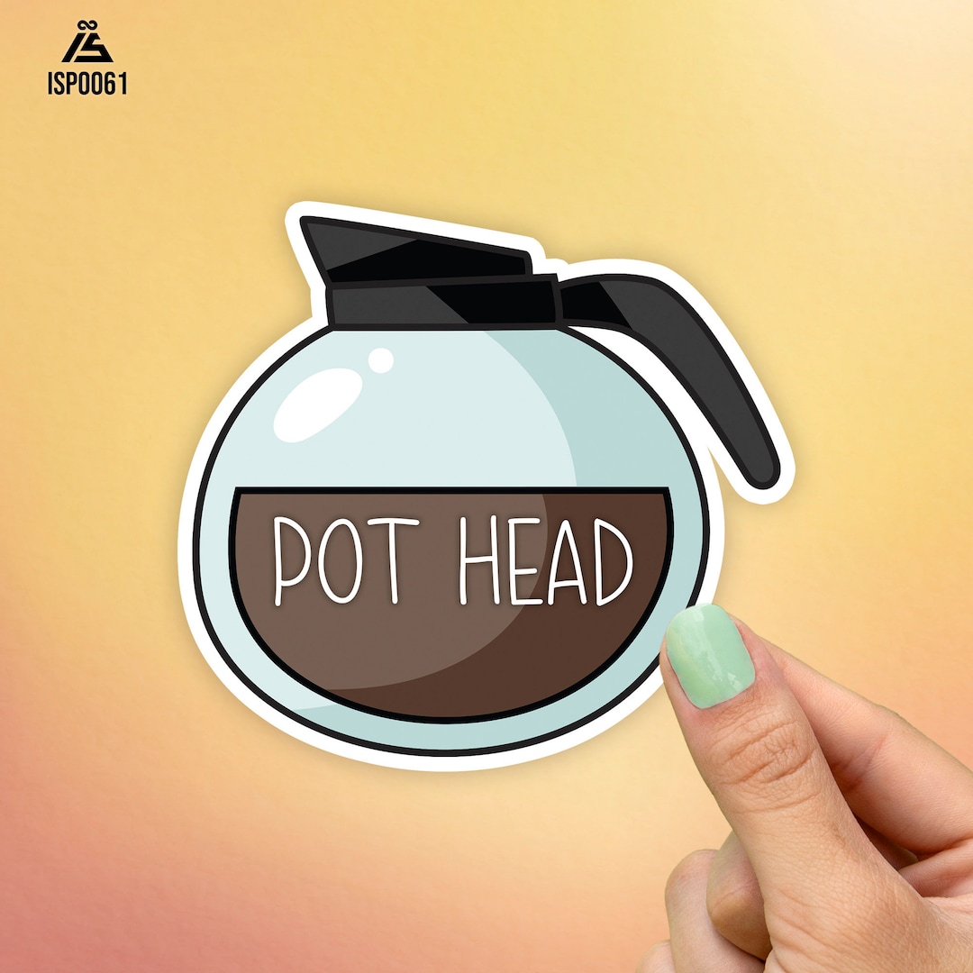 Coffee Pot Head Sticker, Best Friend Gift, Food Stickers, Funny ...