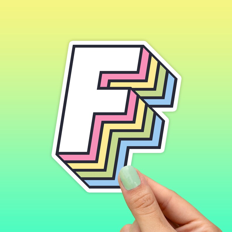 Letter f Retro Font Sticker Personalized - Etsy