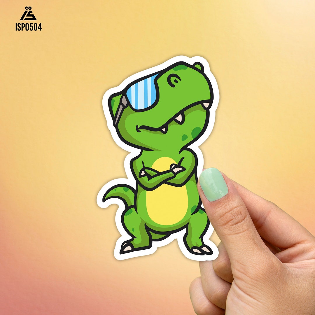 Cute T-rex Dinosaur With Glasses Sticker, Best Friend Gift, Cute ...
