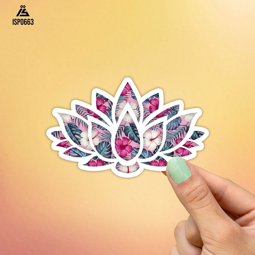 Wide Lotus Flower Tropical Sticker, Best Friend Gift, Yoga Decals, Cute ...
